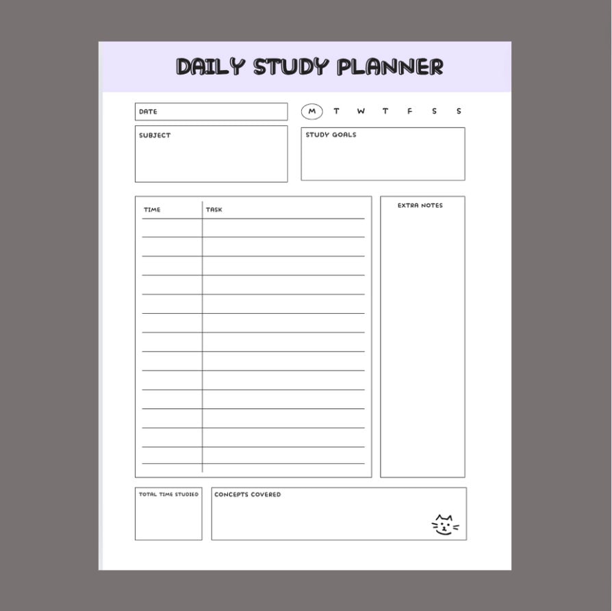 Daily Study Planner Aesthetic Printable Study Planner - Etsy