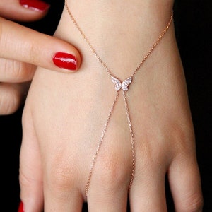 925 Sterling Silver Butterfly Hand Chain Chain Hand Chain - Etsy