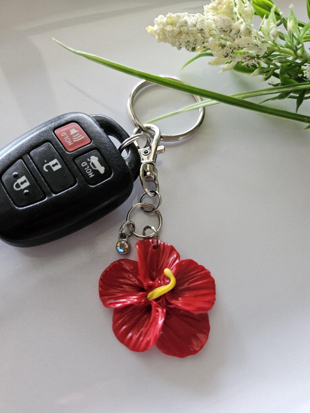 Flor de Maga Keychain – Handmade Polymer Clay Keychain, Puerto Rico ...