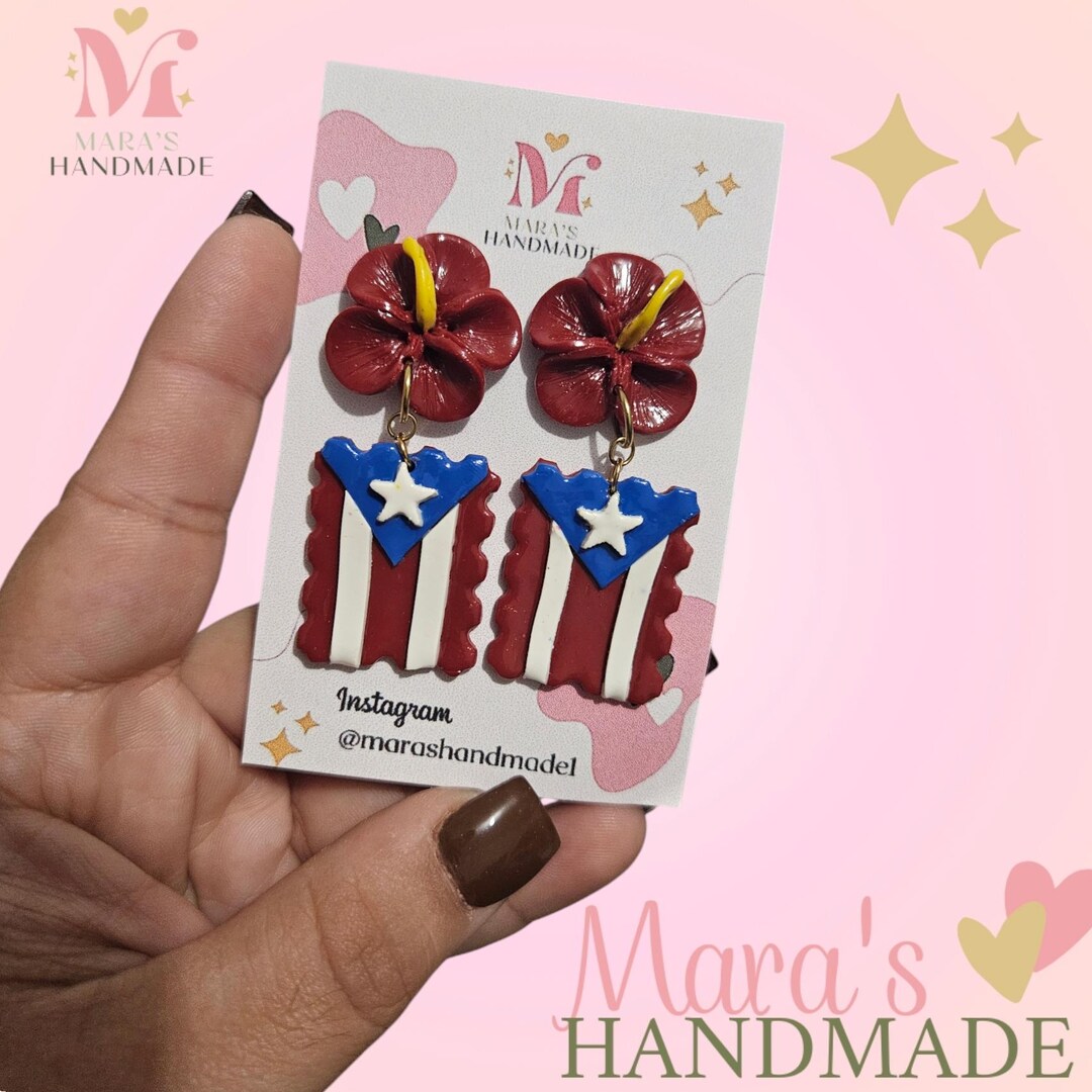 Puerto Rican Hibiscus/ Flor De Maga With Puerto Rico Flag Handmade ...