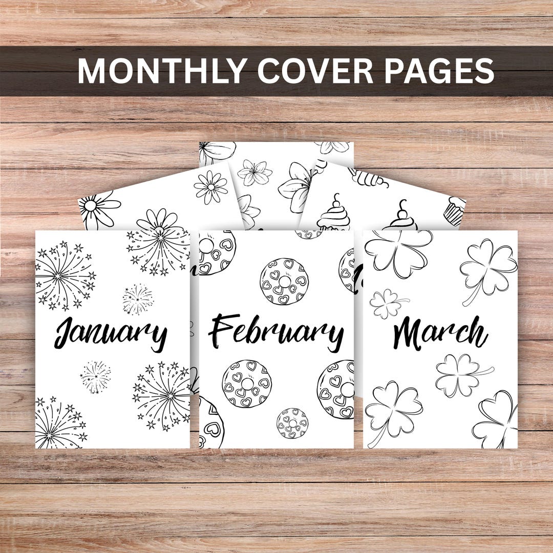 12 Month Title Pages for Bullet Journal, Printable Cover Pages - Etsy