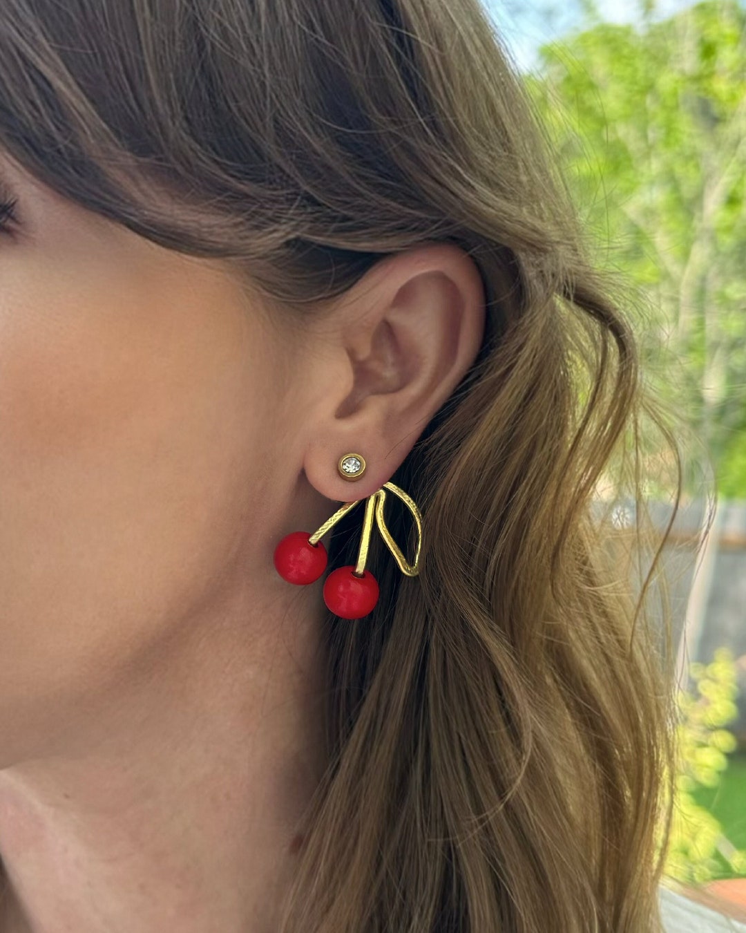 RED Cherry Earring Jackets - Liz Fox Roseberry - Unique - Handmade ...