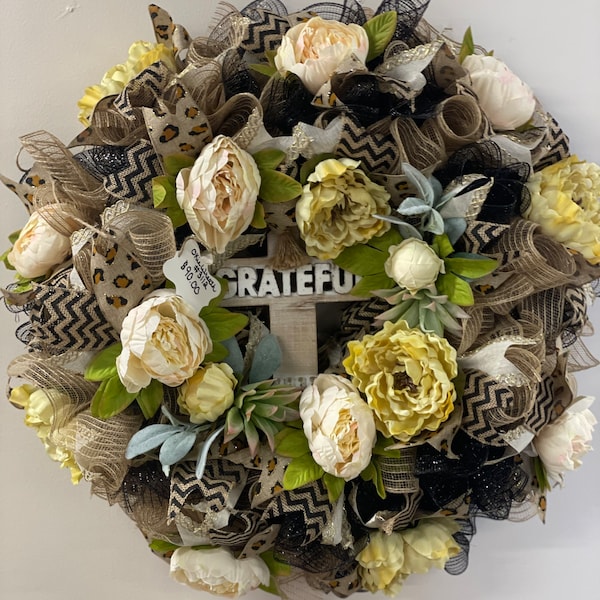 Deco Mesh Cross Wreath - Etsy