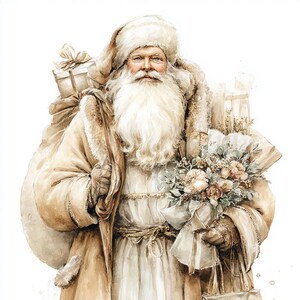 Vintage Santa, Rustic Father, Christmas Art, Santa Illustration ...