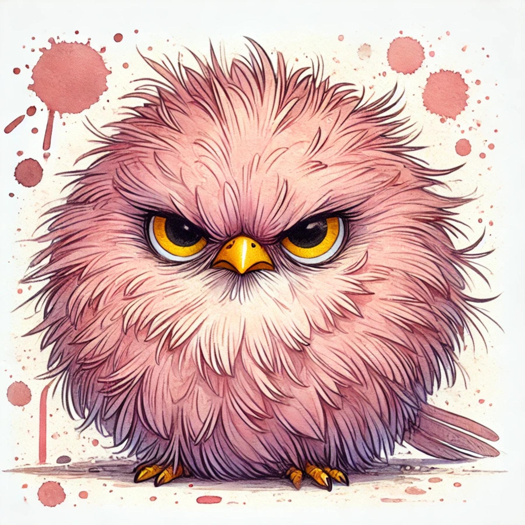 10 Grumpy Birds Clipart, Cute Fluffy Birds, Digital Clipart, Watercolor ...