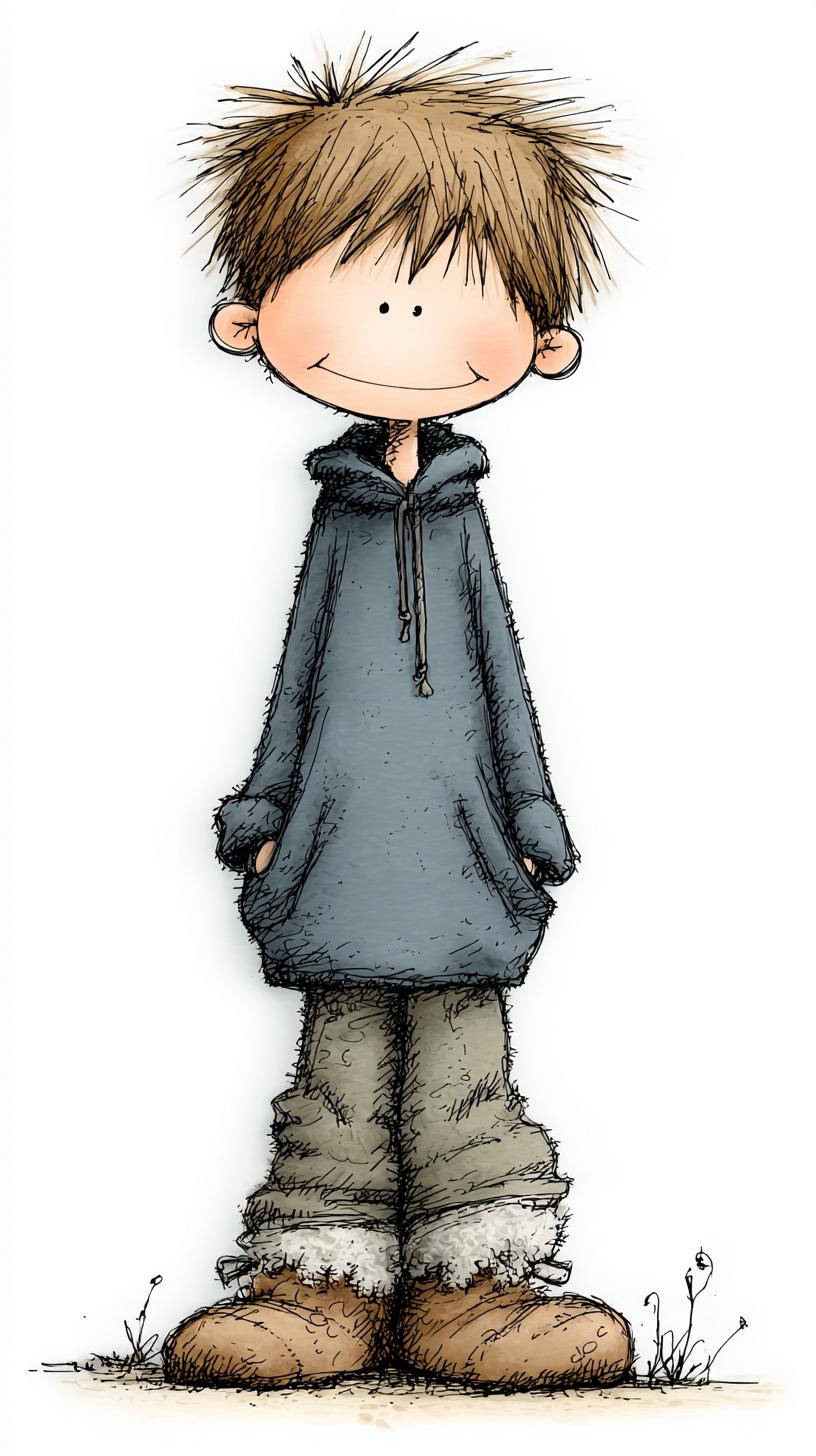 Whimsical Boys CLIPART, Storybook Child Illustrations, Curly Hair Kids ...