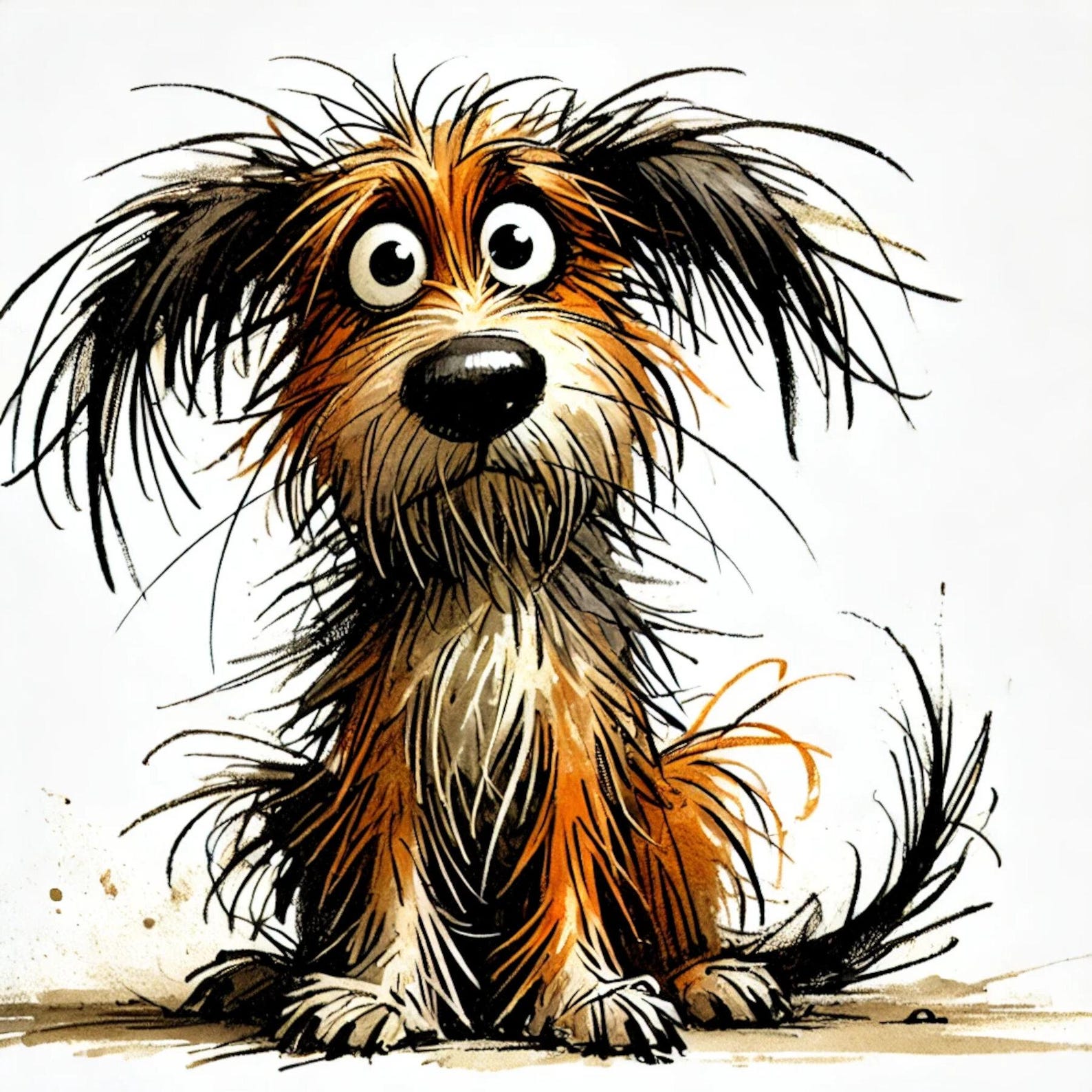 Scruffy Dog 3, Scruffy Dog Cartoon, Standing Shaggy Dog, Floppy-eared ...
