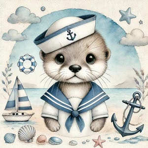 Little Sailors, Nautical Clipart, Cute Sea Creatures, Sailor Theme ...