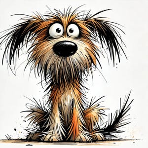 Scruffy Dog 3, Scruffy Dog Cartoon, Standing Shaggy Dog, Floppy-eared ...
