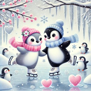 Winter Romance Polar Bears, Penguins, Snowmen, Winter Scene,, Winter ...