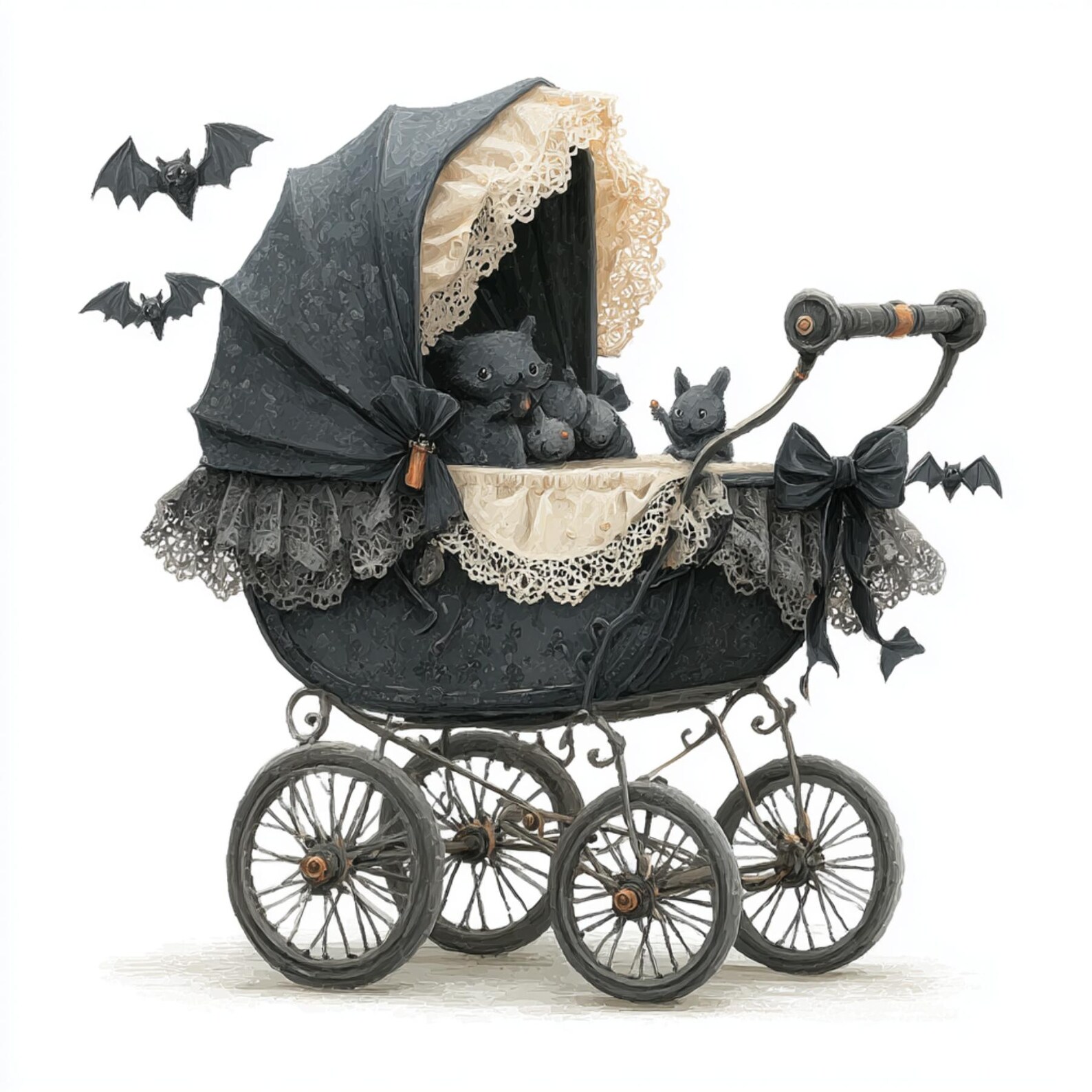 Halloween Baby, Goth Baby Decor, Spooky Pram Art, Halloween Stroller ...