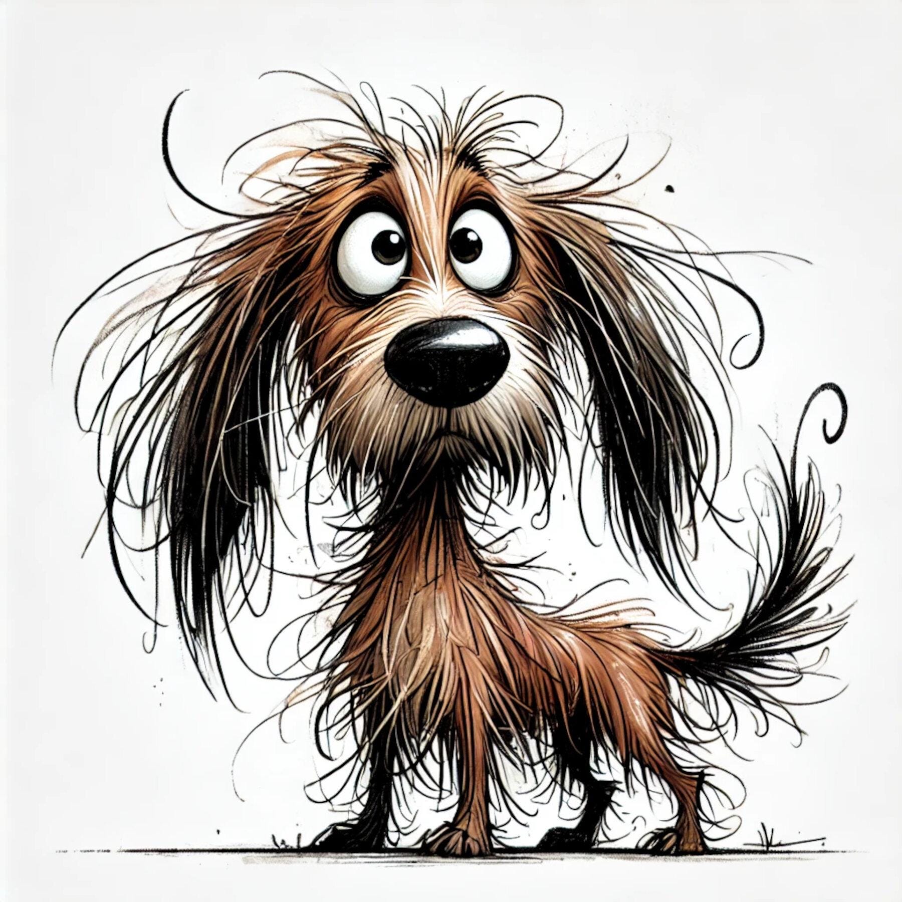 Scruffy Dog 3, Scruffy Dog Cartoon, Standing Shaggy Dog, Floppy-eared ...