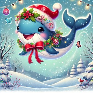 10 Whales Love Christmas Clipart, Whales, Ocean Animals, Christmas ...