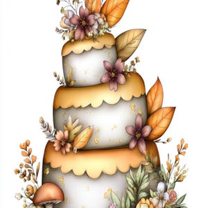 Fall Cake Art, Pumpkin Cake, Autumn Cake Clip, Rustic Cake Decor ...