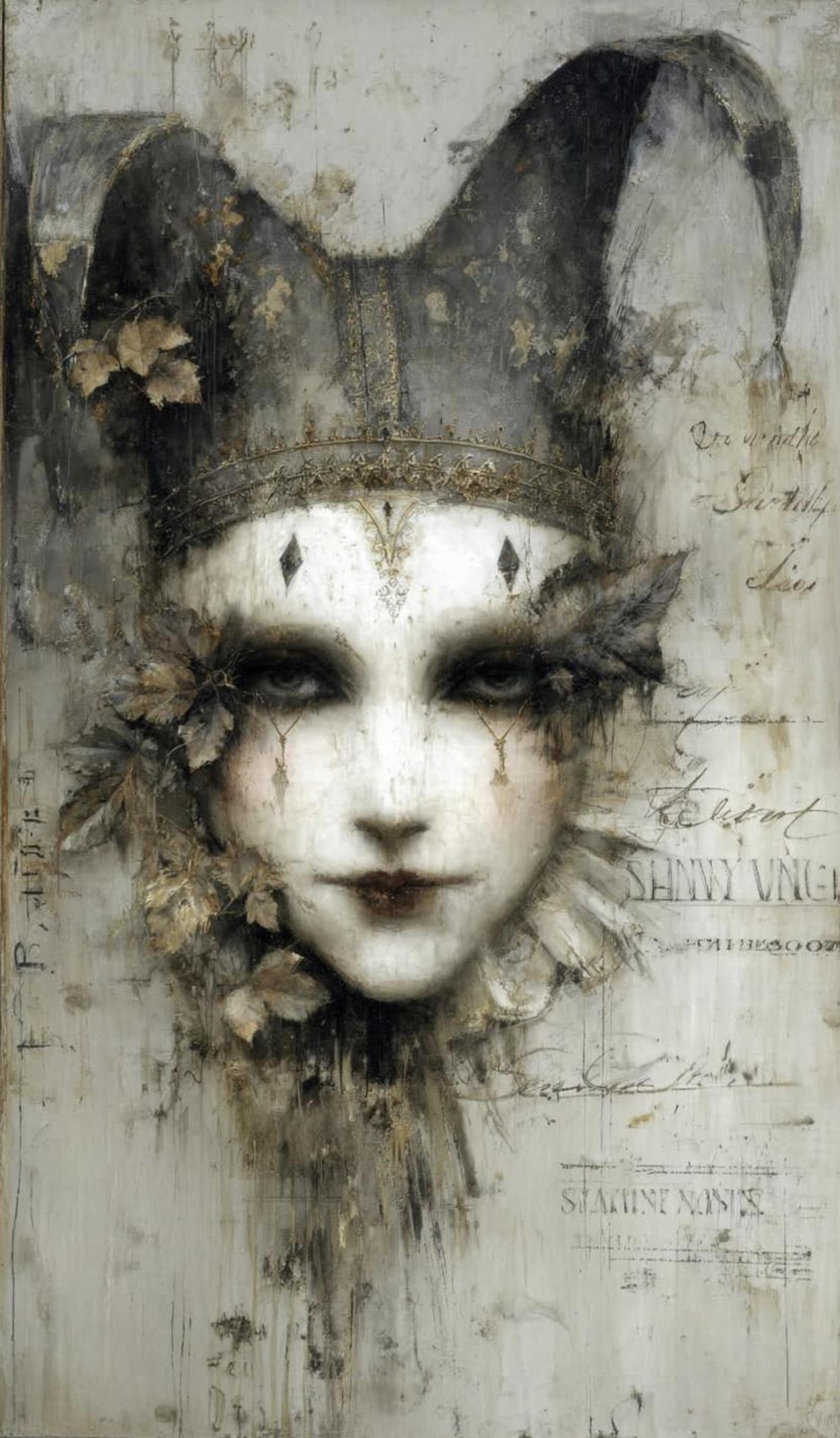 Gothic Fool, Dark Jester, Haunted Clown, Vintage Masquerade, Macabre ...