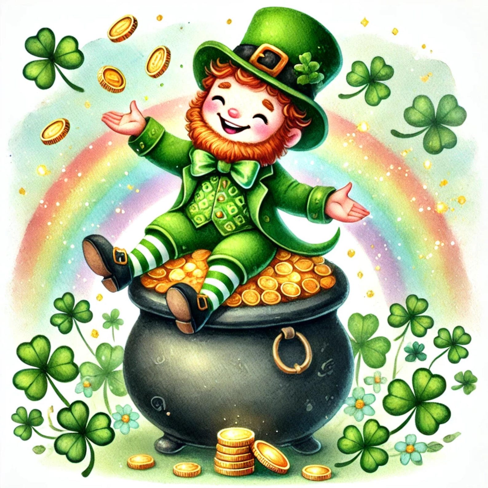 The Leprechaun, Luck of the Irish, Shamrock, Rainbows, Whimsical ...