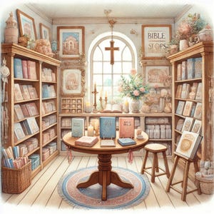 Bible Shop, Bible Shop Art, Christian Clipart, Watercolor Bible, Faith ...