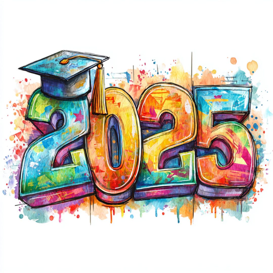 Grad 2025,senior Art ,class of 2025,school Graffiti, Cap Clipart,2025 ...