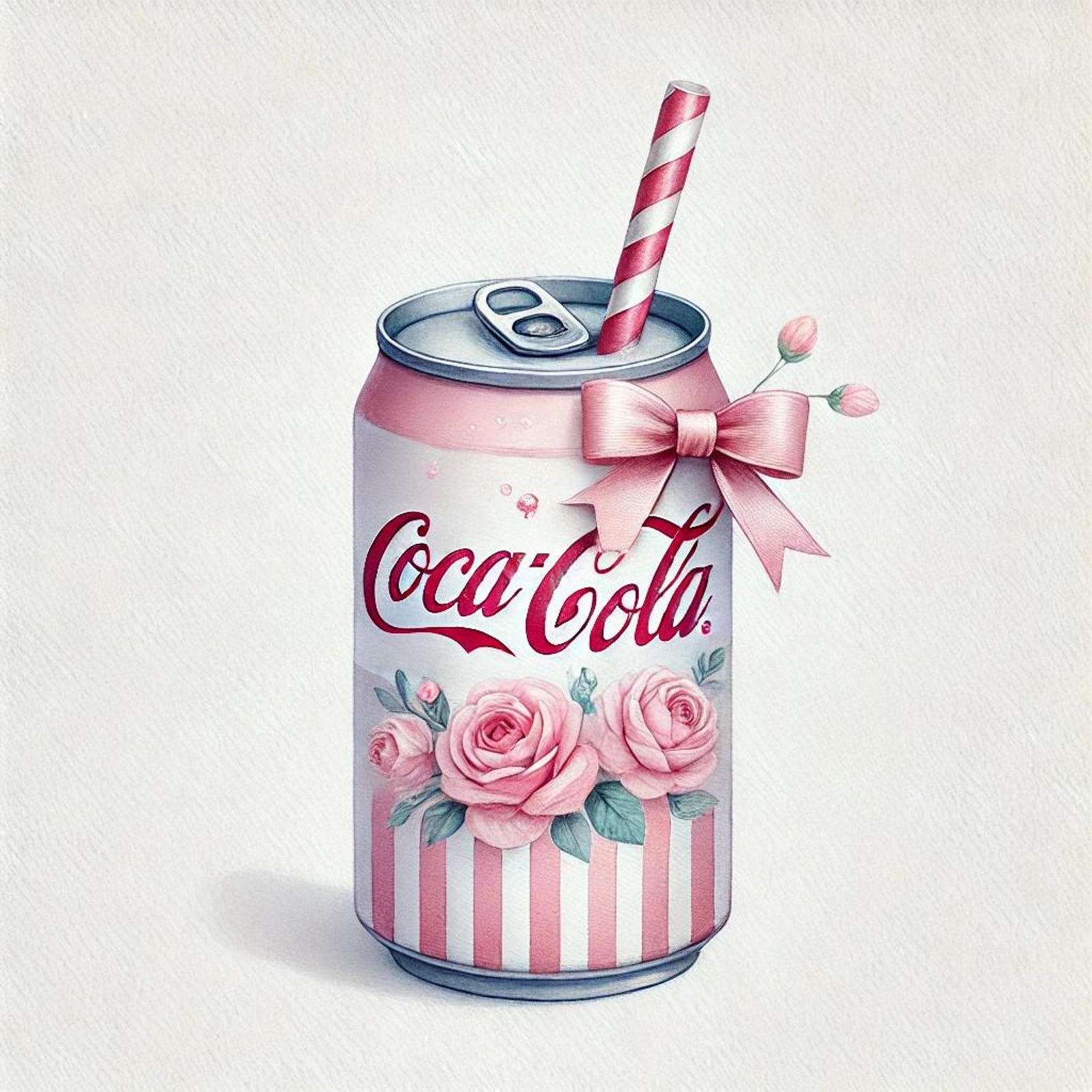 Pink Coke Can, Coca Cola Art, Floral Soda Can, Pastel Coke Aesthetic ...