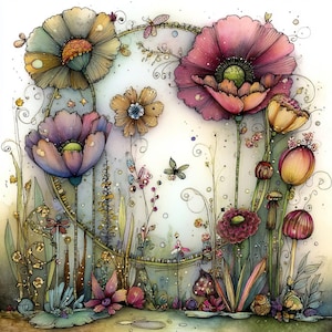 Whimsical Flowers, Fantasy Garden, Bloom Circle, Enchanted Floral ...
