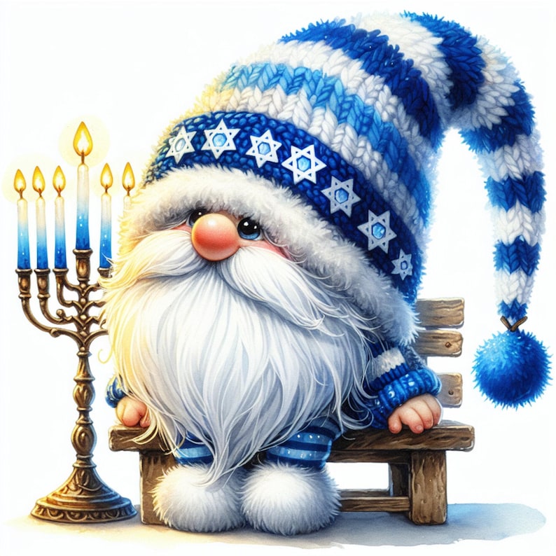 Jewish Theme Gnomes, Jewish Dreidel, Jewish Menorah, Spinning Top ...
