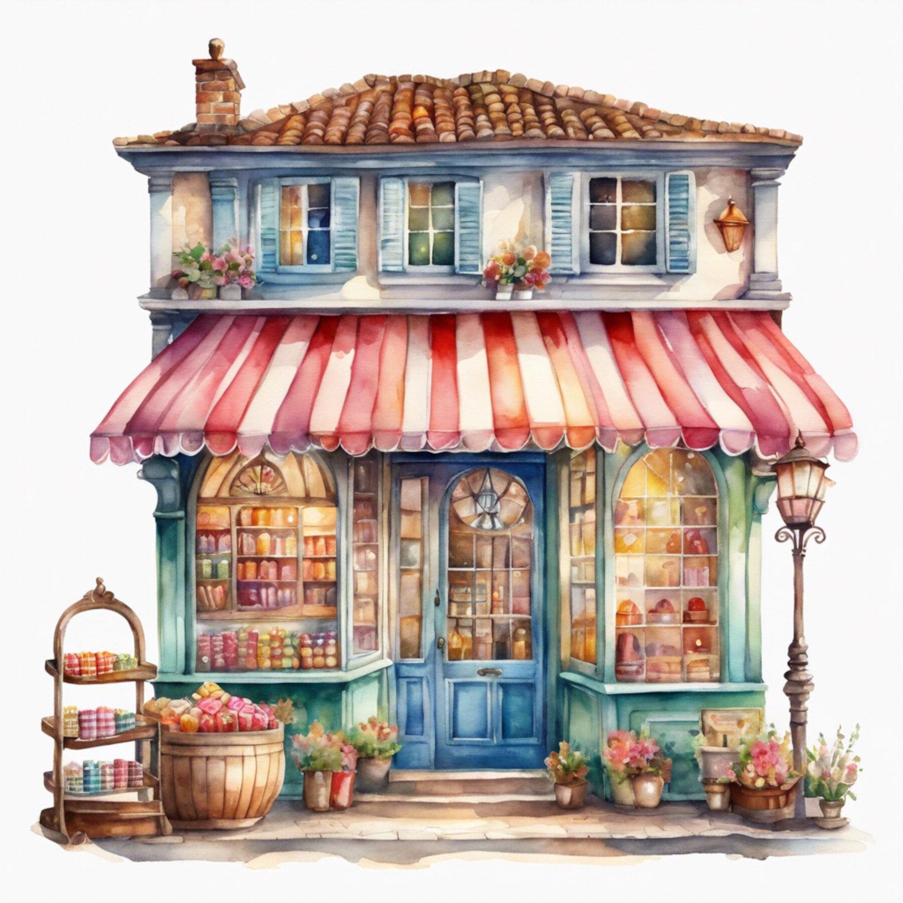 Whimsical Candy Store CLIPART, Storybook Bakery Boutique Art, Pastel ...