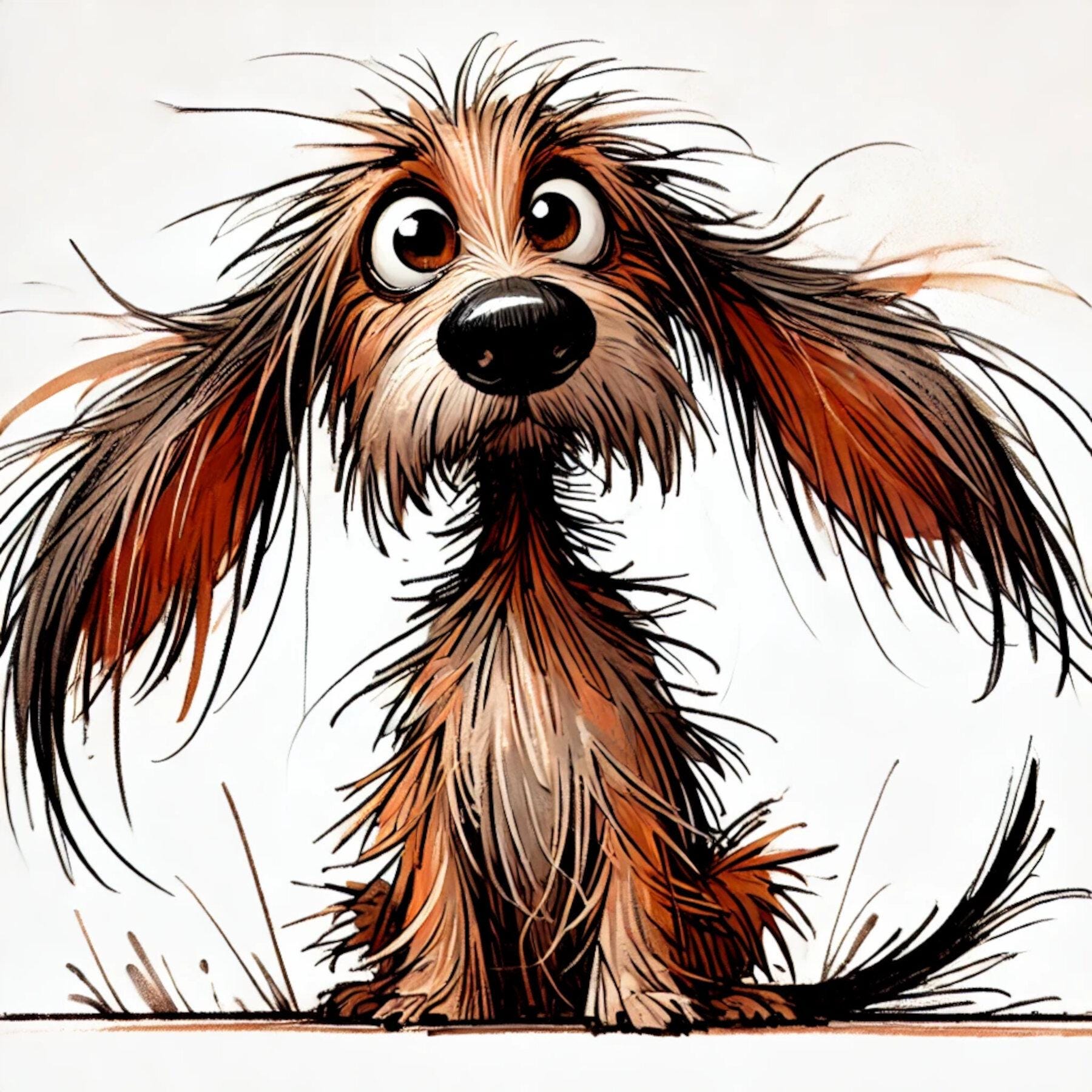 Scruffy Dog 3, Scruffy Dog Cartoon, Standing Shaggy Dog, Floppy-eared ...