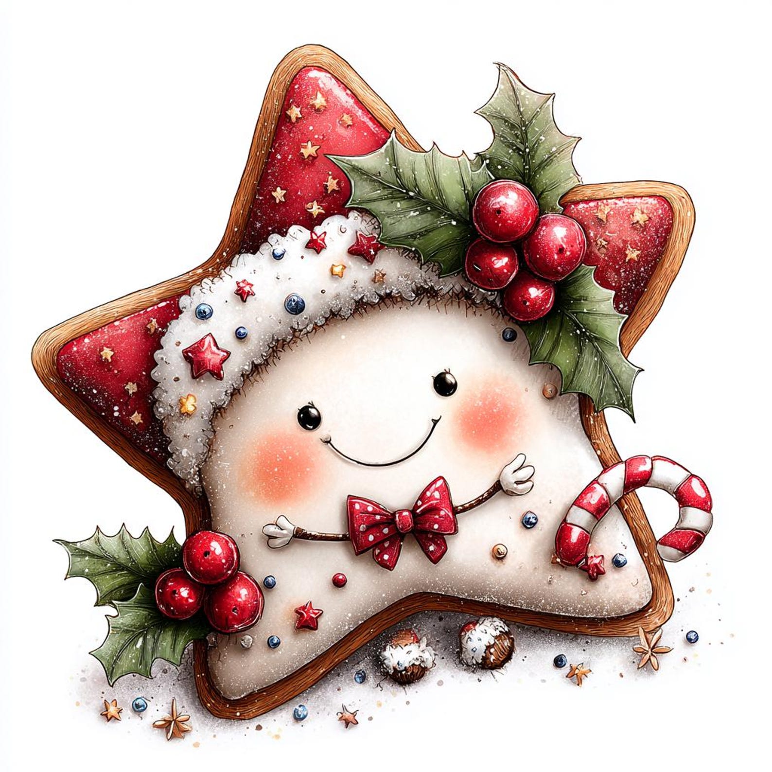 Christmas Cookie, Star Biscuit, Holiday Treat, Festive Cookie, Cute ...