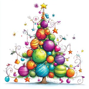 Rainbow Tree, Xmas Clipart, Bright Holiday, Color Tree Art, Festive ...