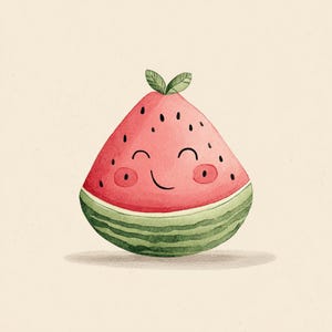 Kawaii Fruit Art, Cute Watermelon, Smiling Fruit, Fruit Clipart, Summer ...