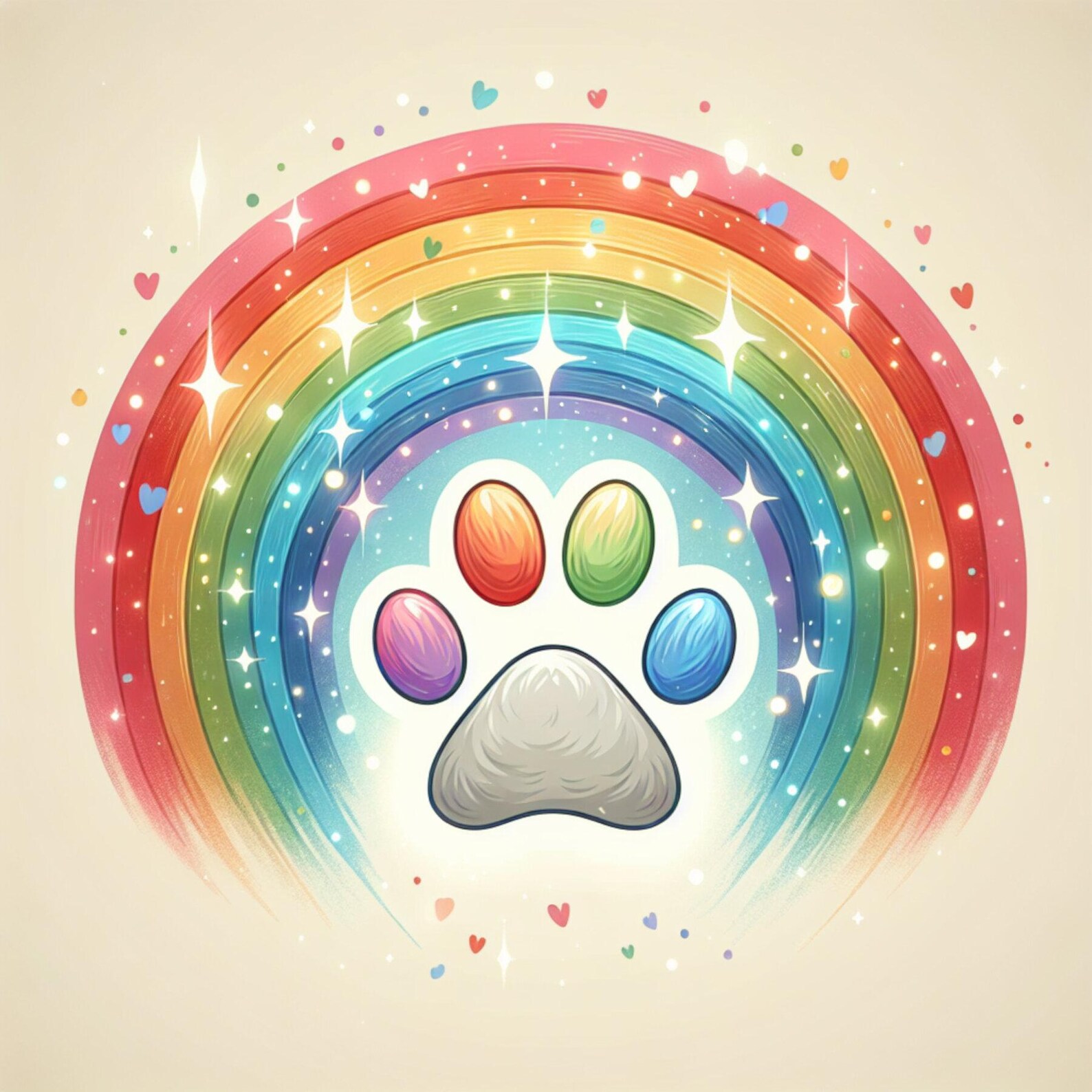 Rainbow Paw Prints 2, Colorful Pet Art, Vibrant Paw Prints, Rainbow ...