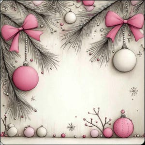 Vintage Pink Christmas Frames, Shabby Chic Scrapbook Borders, Festive ...