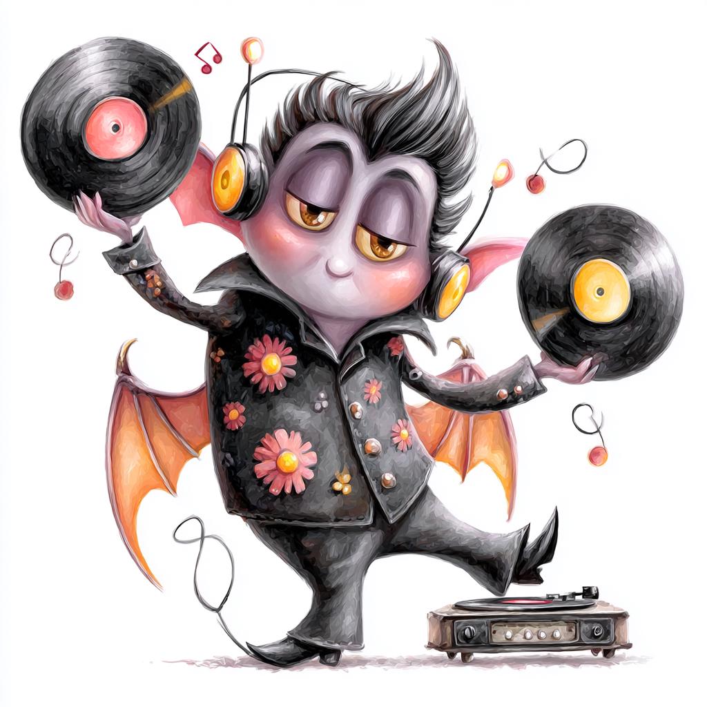 Vampire DJ, Halloween Party, Bat DJ Art, Record Player, Spooky Music ...