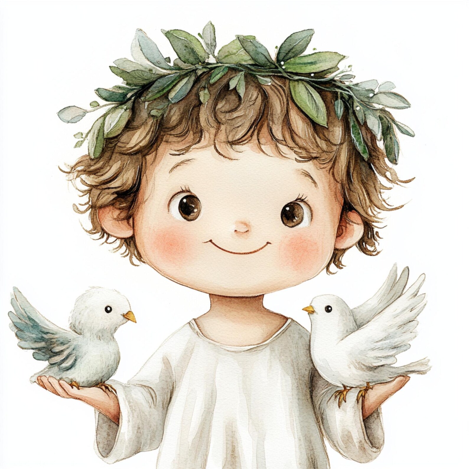 Olive Joy, Angel Child Art, Peace Dove Clipart, Holy Child Sketch ...