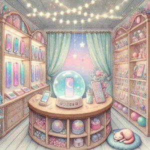 Cellphone Shop, Cellphone Clipart, Tech Shop Art, Pastel Phone Shop ...