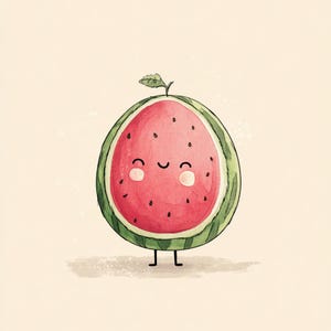 Kawaii Fruit Art, Cute Watermelon, Smiling Fruit, Fruit Clipart, Summer ...