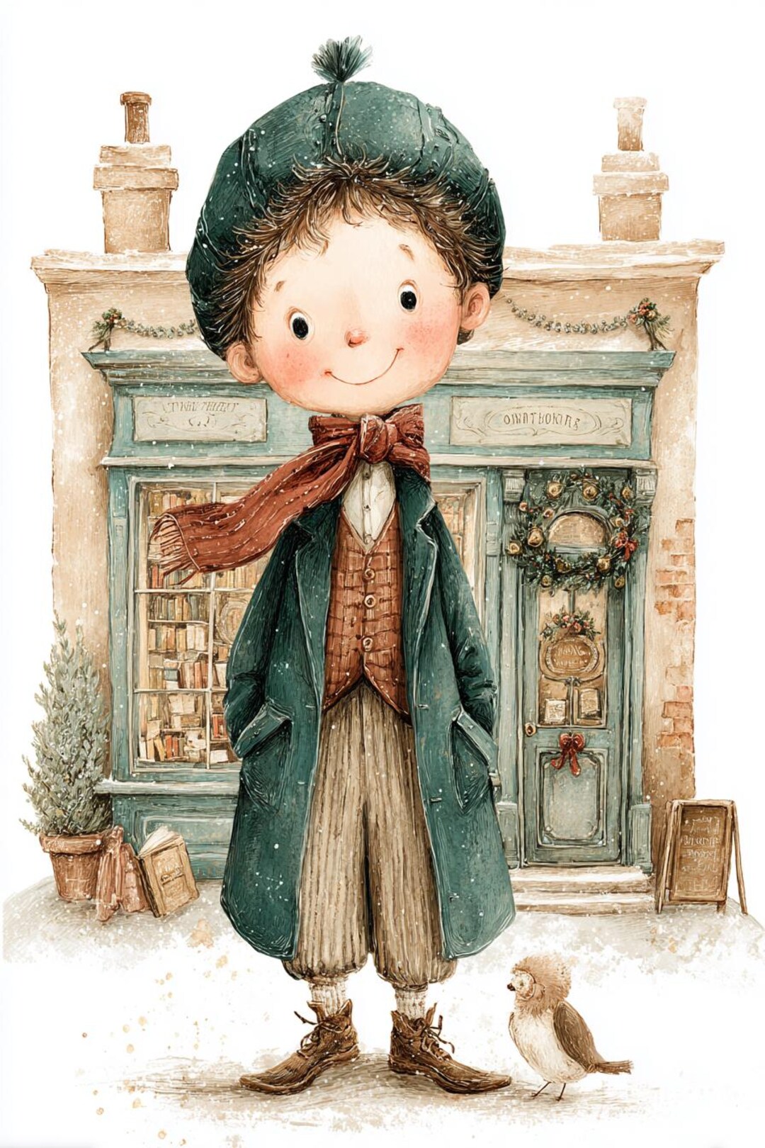 Victorian Christmas Boys, Dickensian Characters, Watercolor Style ...