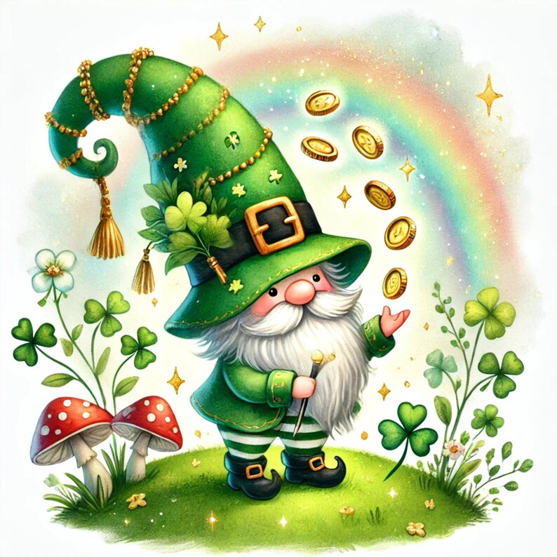 St. Patricks Day Gnomes 2, JPG Clipart Images, Irish Heritage, Shamrock ...