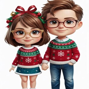 10 Cute Christmas Couples Clipart Bundle, Boy and Girl Clipart, Digital ...