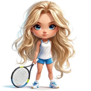 10 Tennis Girl Clipart, Chibi Girl, Tennis, Tennis Player, Wimbledon ...