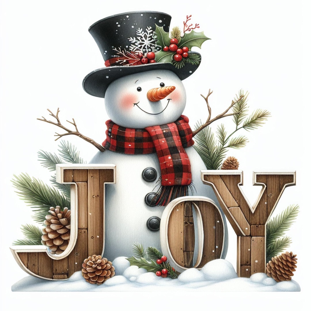 JOY, Snowman Clipart, Joy Clipart, Festive Theme, Christmas Vibes ...
