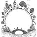 Whimsical Circular World CLIPART, Hand Drawn Doodle Planet Scenes ...