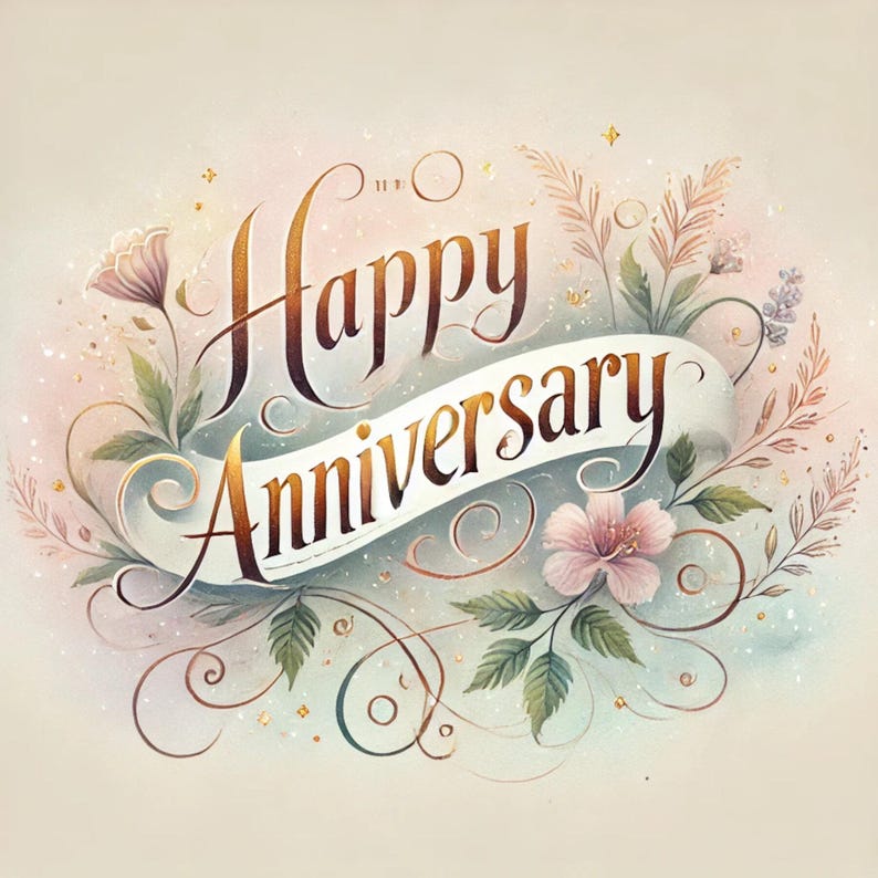 Classic Wedding Anniversary, Romantic Clipart, Love Celebration, Couple ...