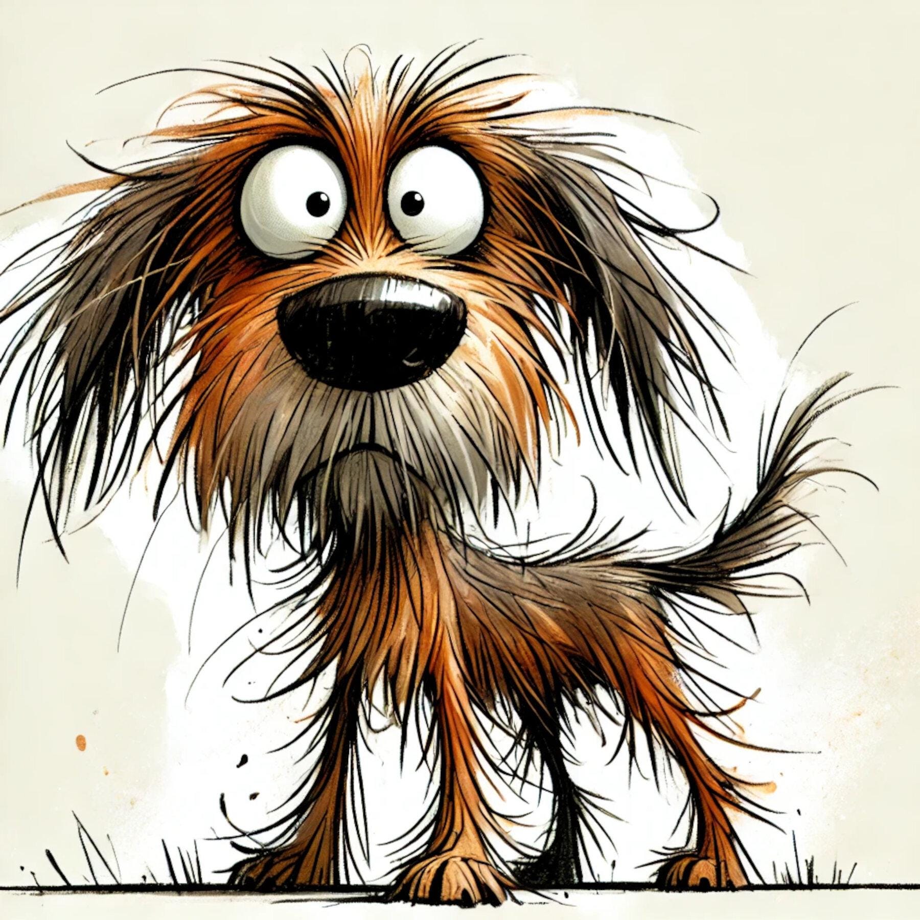 Scruffy Dog 3, Scruffy Dog Cartoon, Standing Shaggy Dog, Floppy-eared ...