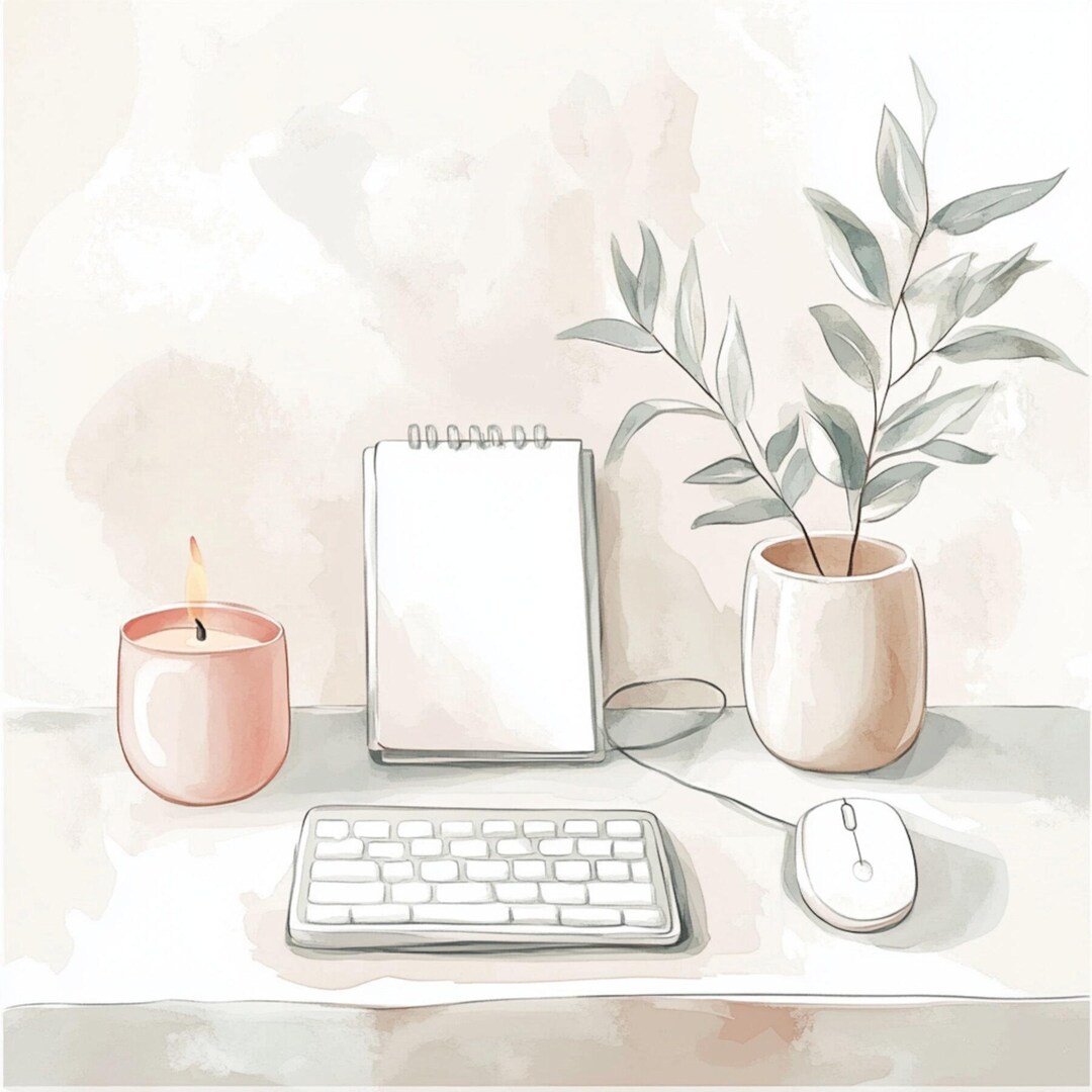 My Little Biz, Biz Clipart, Cozy Workspace, Digital Planner Art, Pastel ...