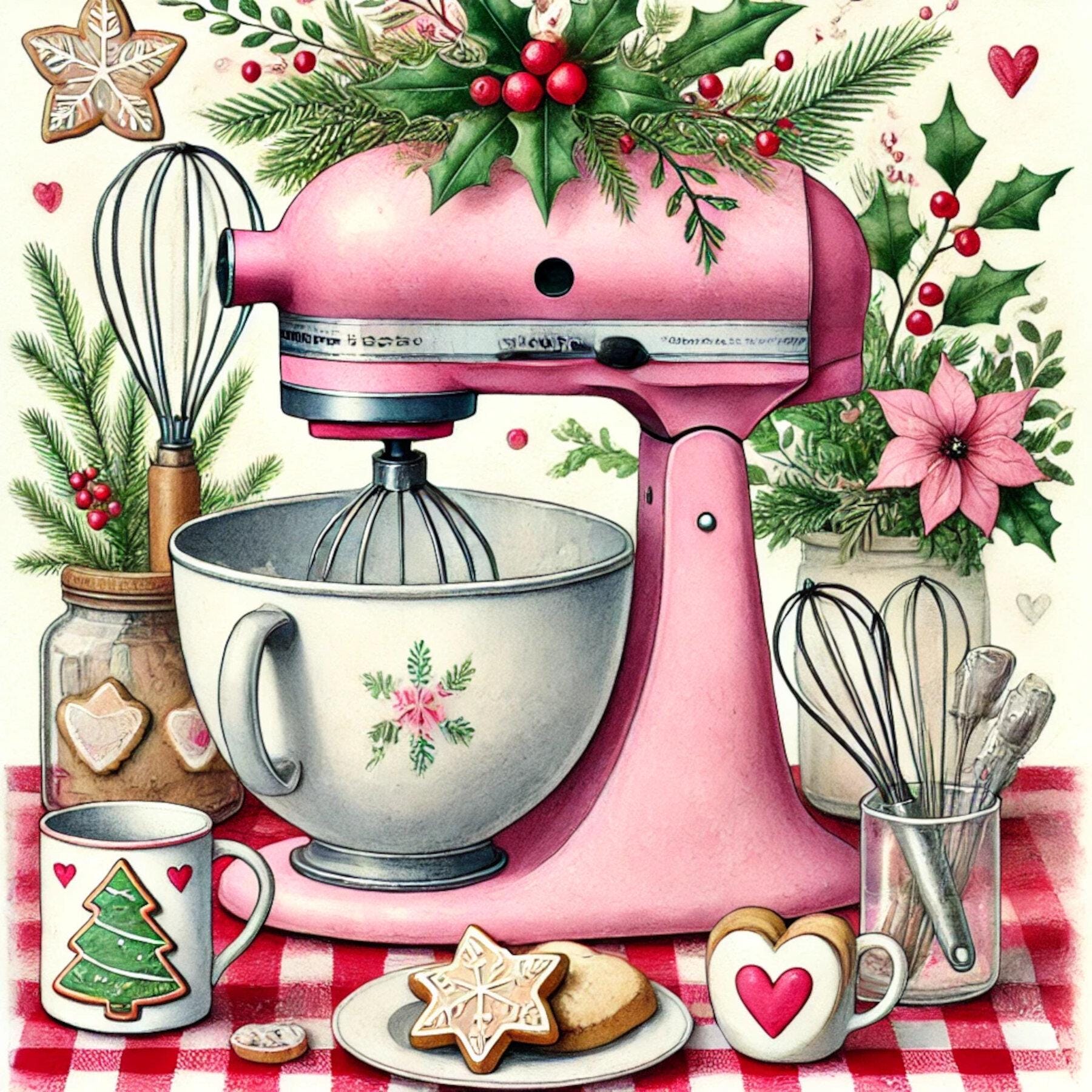 Festive Baking, Christmas Mixer, Pink Stand Mixer, Holiday Baking ...