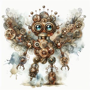Steampunk Robot, Gear Art, Vintage Mech, Retro Automaton, Clockwork ...