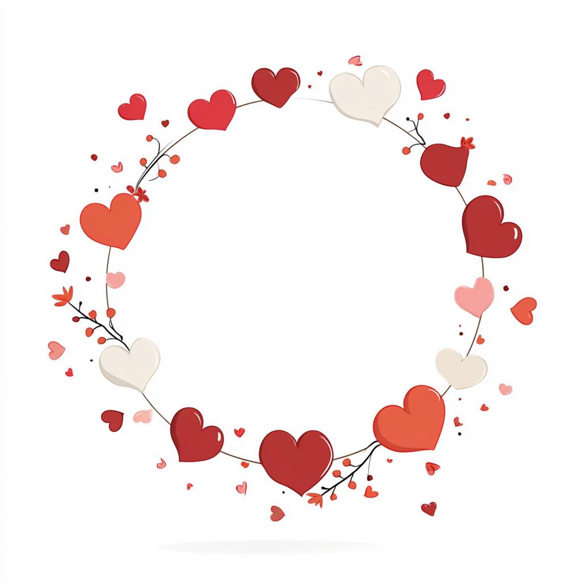 Heart Wreath Clipart, Valentine's Day Circle Frame PNG, Love Wreath ...