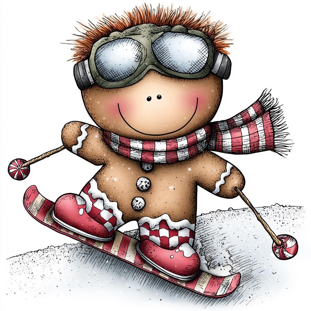 Gingerbread Ski, Cookie Skier, Candy Cane Ski, Winter Sweets ...