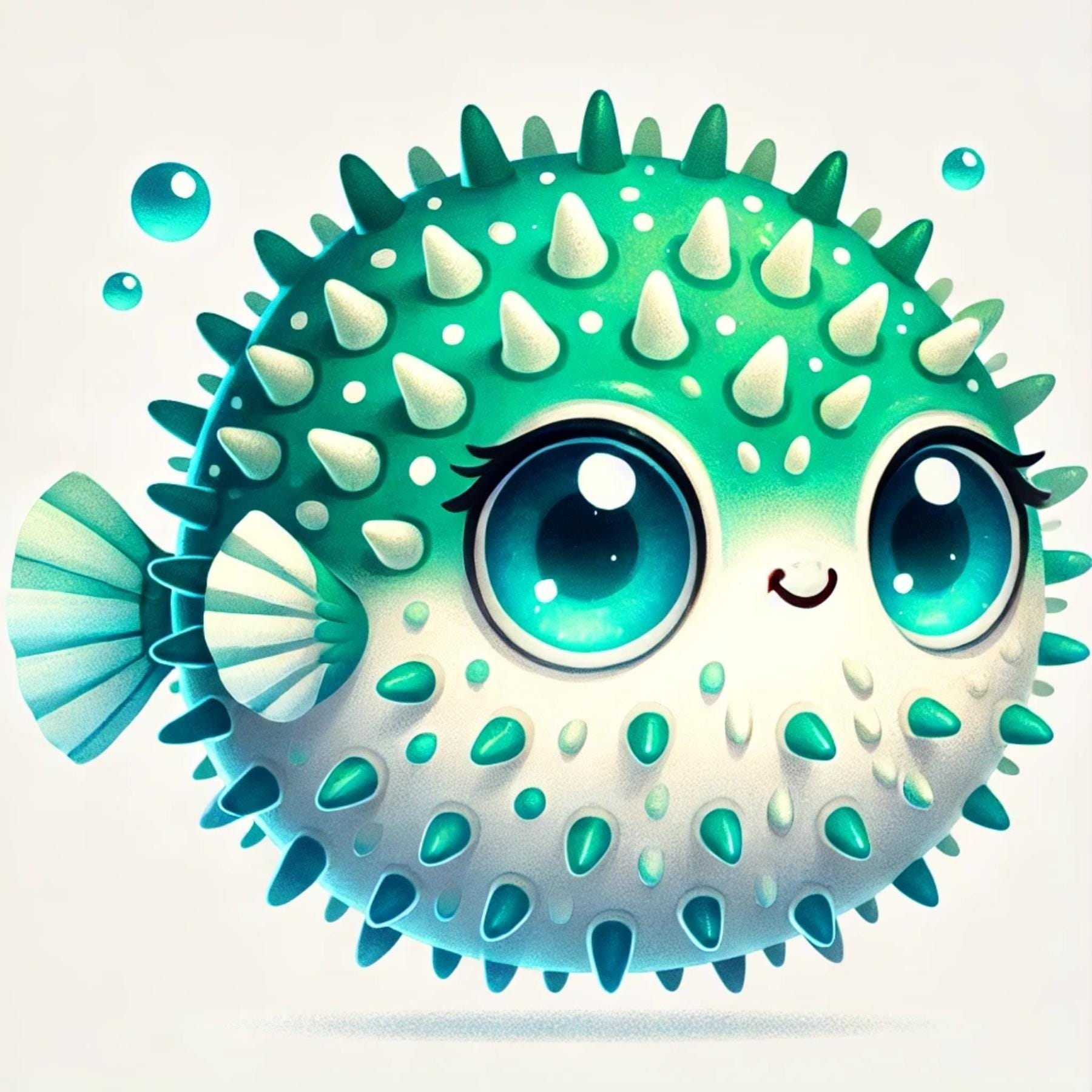 Cute Pufferfish, Cartoon Fish, Ocean Animal, Sea Creature, Kawaii Fish ...
